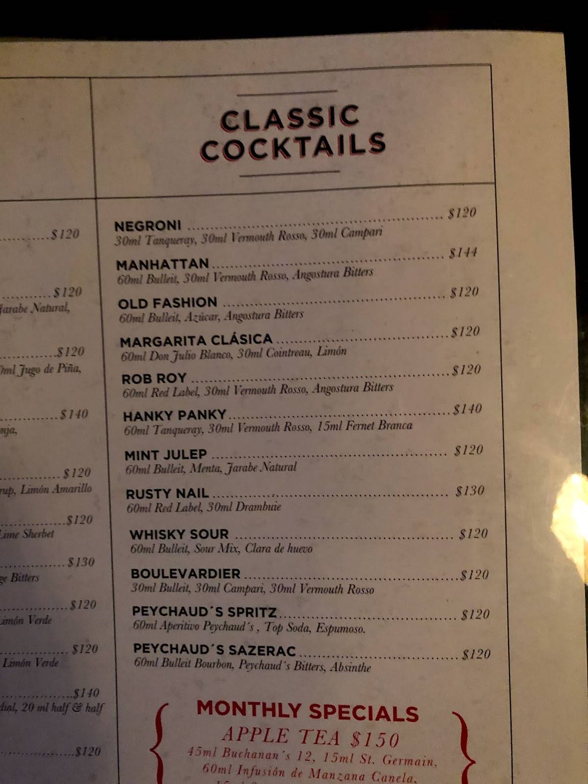 Carta de Wallace Whisky Bar, Ciudad López Mateos, Av. Tamaulipas 45
