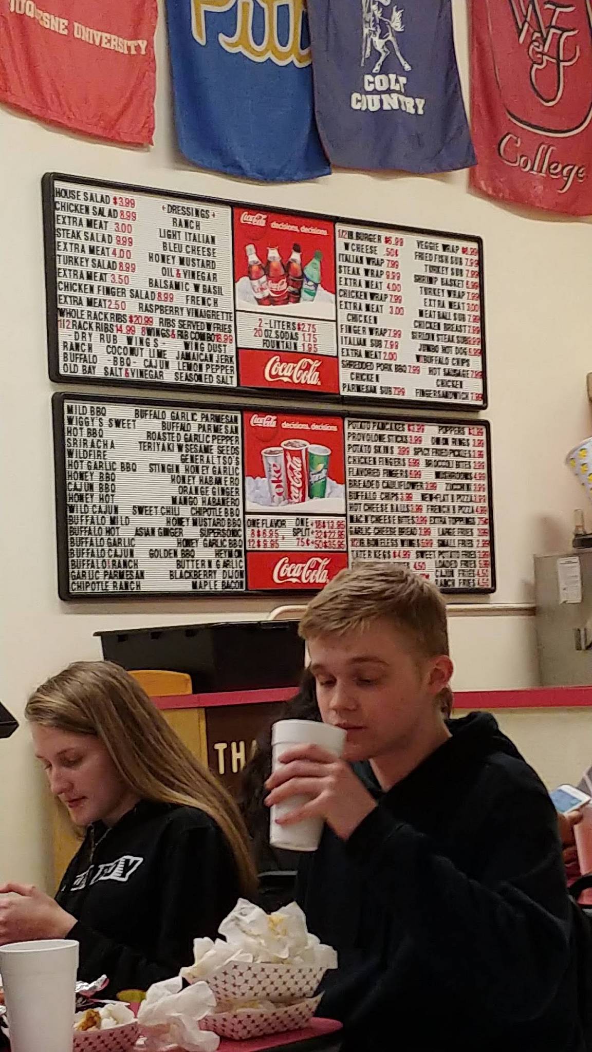 Menu at Wiggy’s restaurant, Pittsburgh