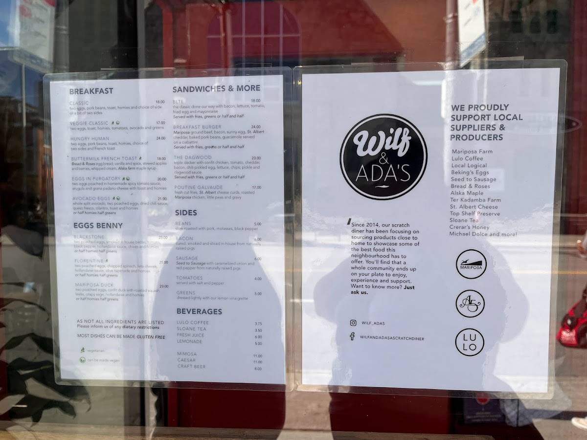 Menu at Wilf & Ada's (No Reservations) restaurant, Ottawa