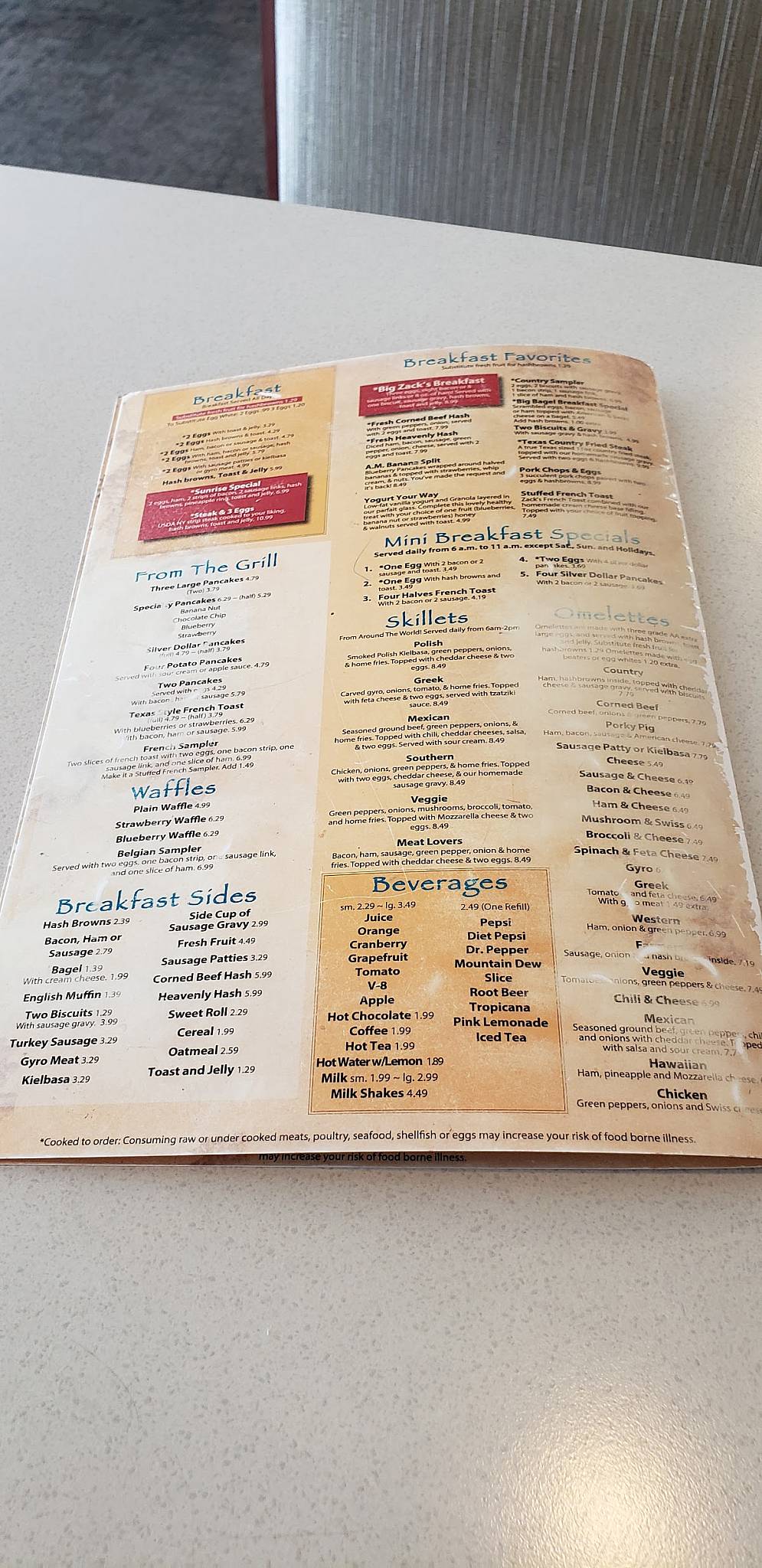 Menu at Zack's of Plymouth restaurant, Plymouth