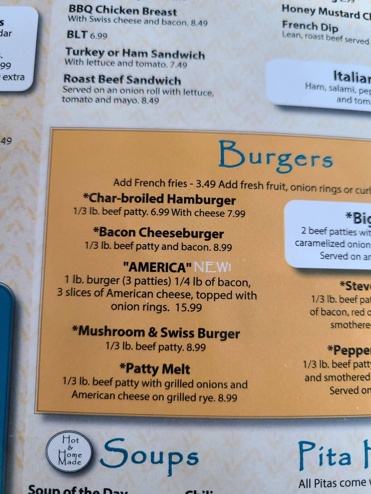 Menu at Zack's of Plymouth restaurant, Plymouth