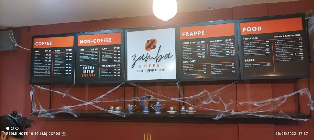 Menu at Zamba Coffee, Botolan