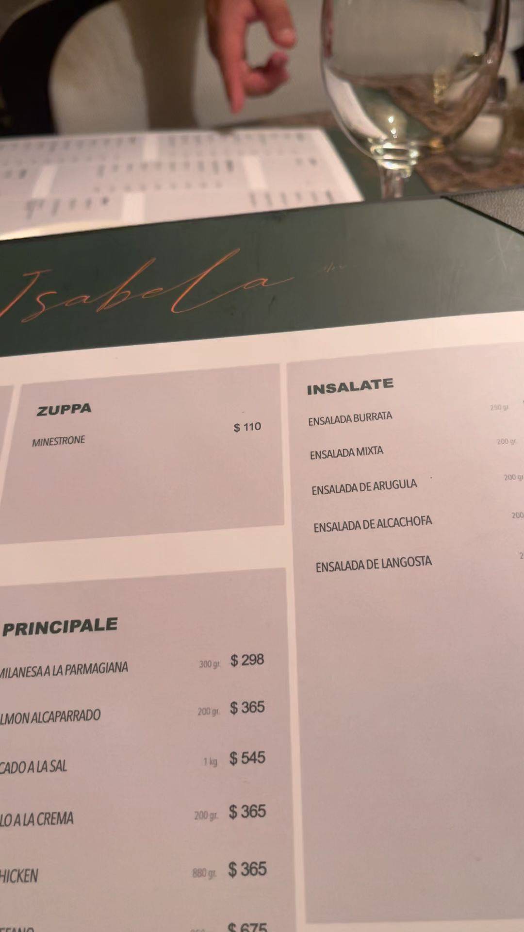 Carta del restaurante Isabela MX, Zapopan