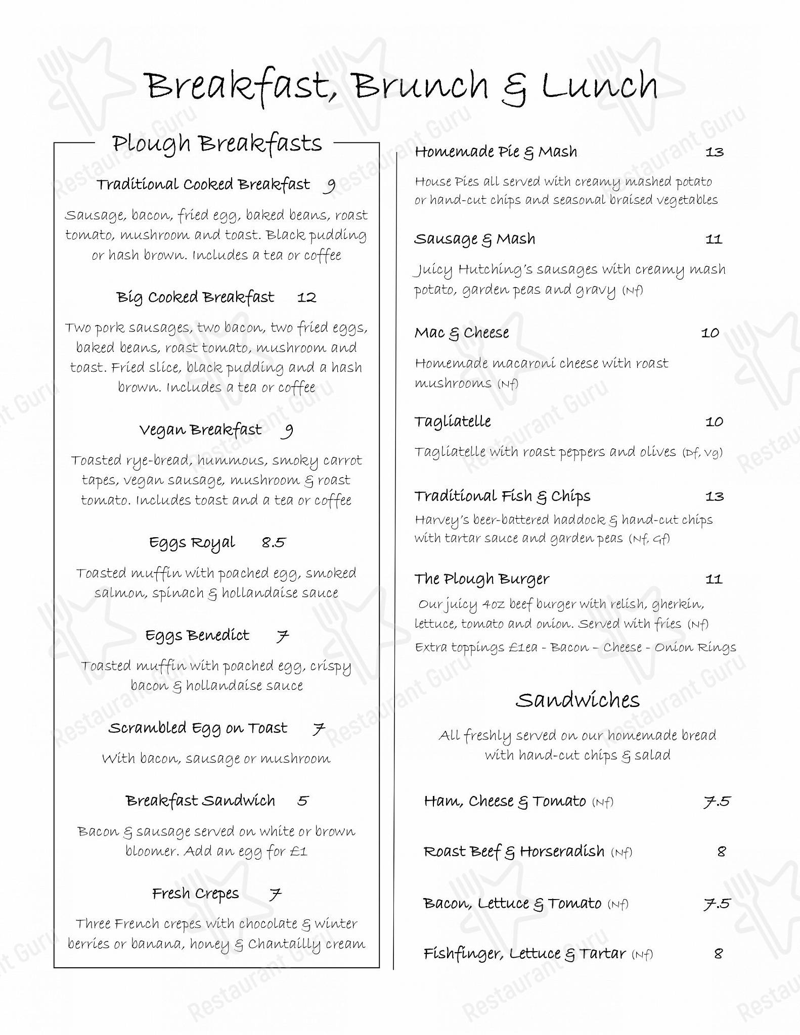 Menu at The Plough of Henfield pub & bar, Henfield