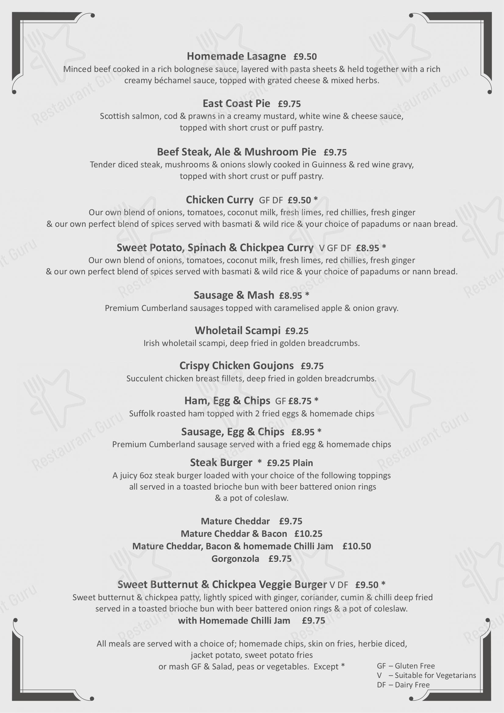 Menu at White Hart at Roydon pub & bar, Diss