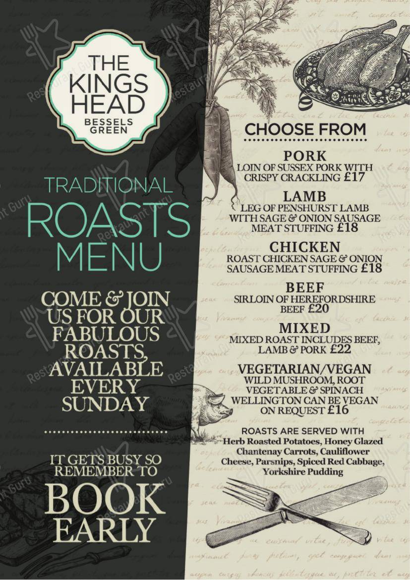 Menu at The Kings Head pub & bar, Sevenoaks