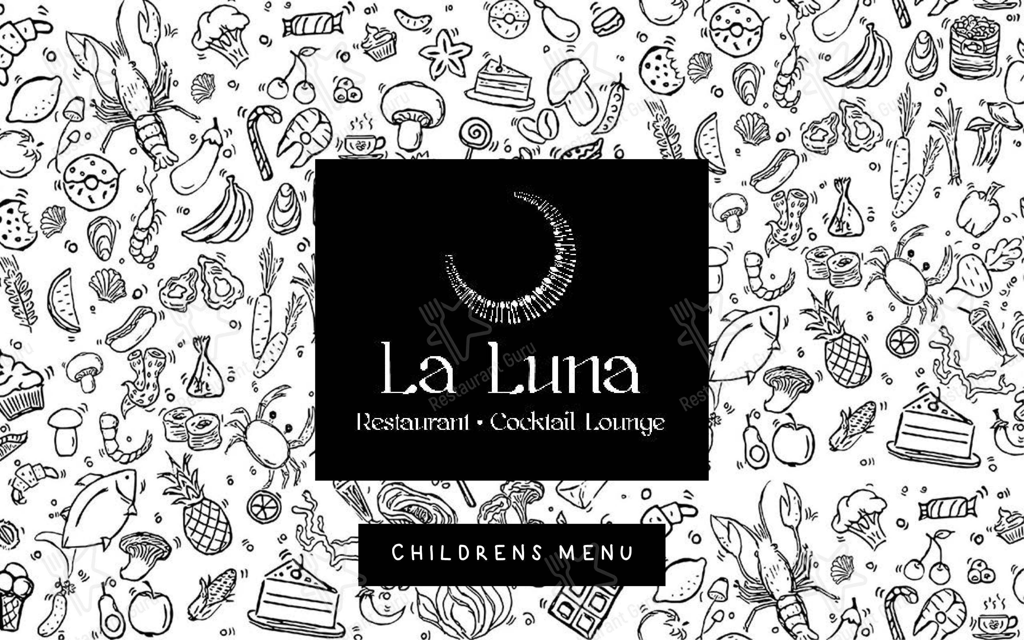 Menu at La Luna restaurant, Pontyclun