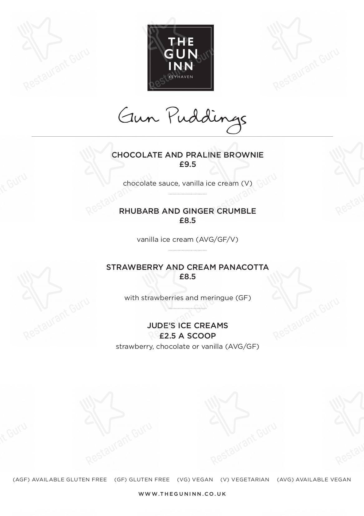 Menu at The Gun Inn pub & bar, Lymington