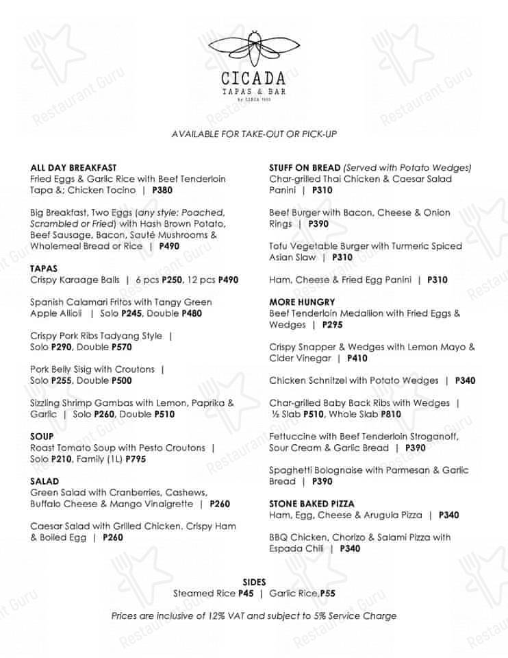 Menu at Circa 1900 restaurant, Cebu City