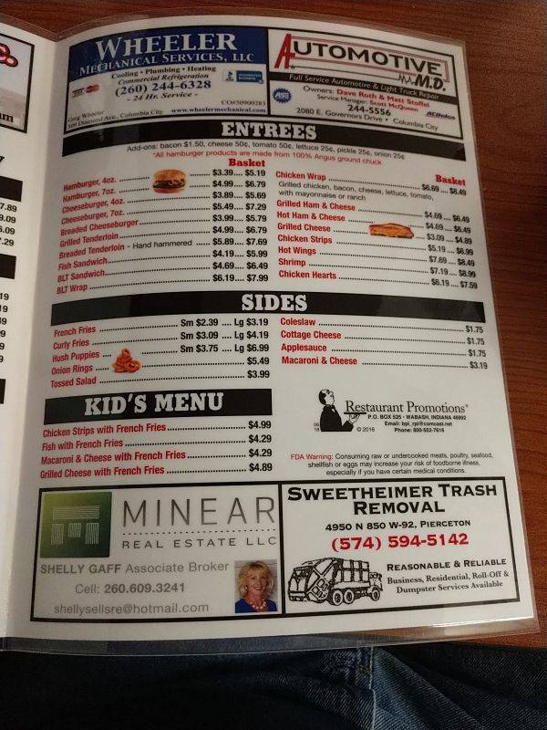 Menu at 11th Frame pub & bar, Columbia City