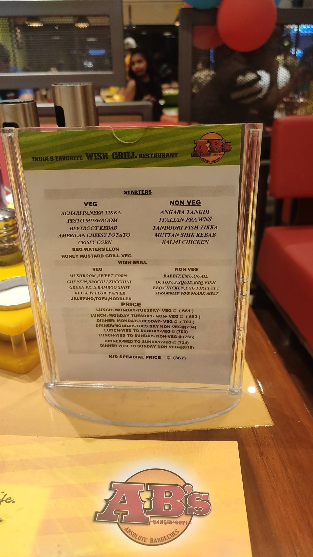 Menu at AB's - Absolute Barbecues Chinchwad, Pune, Pune
