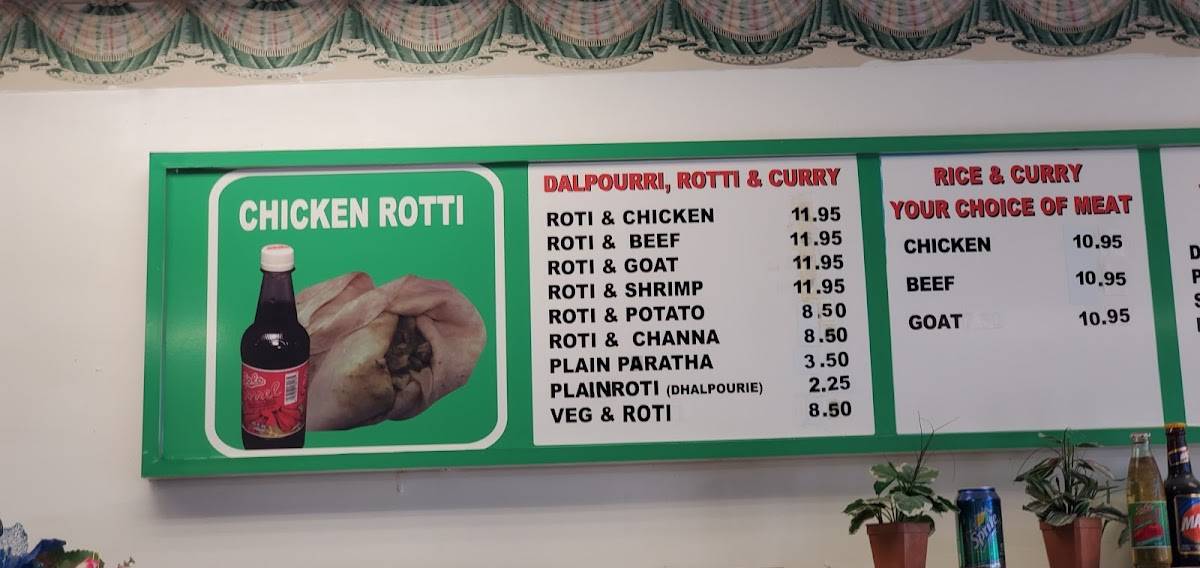 Menu at ACR Hot Roti & Doubles restaurant, Toronto