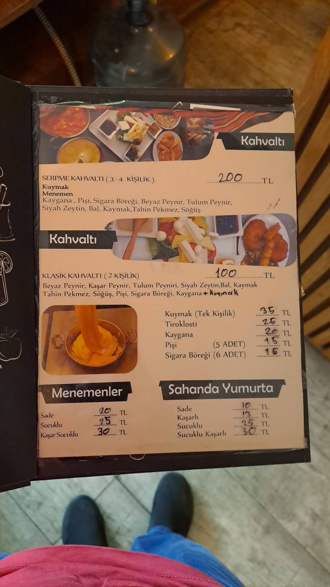 Menu at Adem Baba'nın Yeri, Istanbul