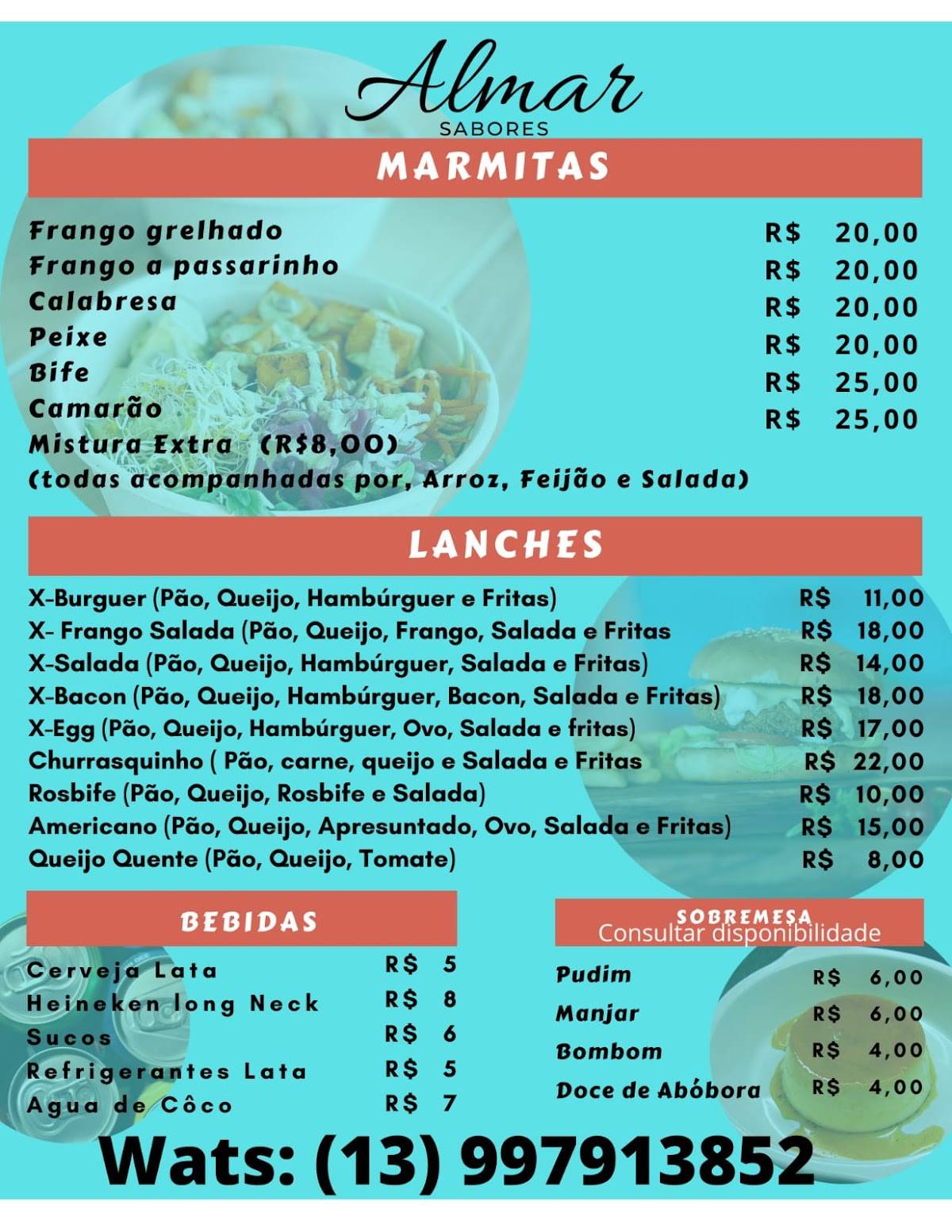Menu at Almar Sabores restaurant, Cananéia