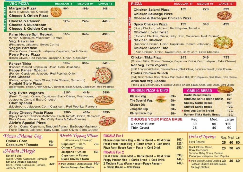 Menu at Alvin Pizza 34, Chandigarh