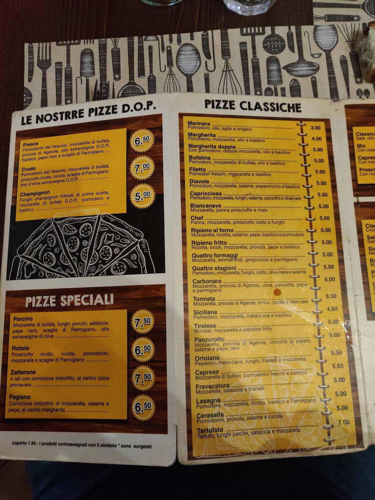 Menu da Il Fagiano steakhouse, Amodio-massariola