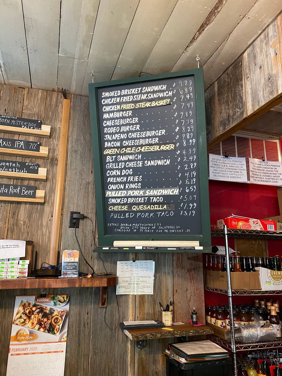 Menu at Andice General Store restaurant, Georgetown