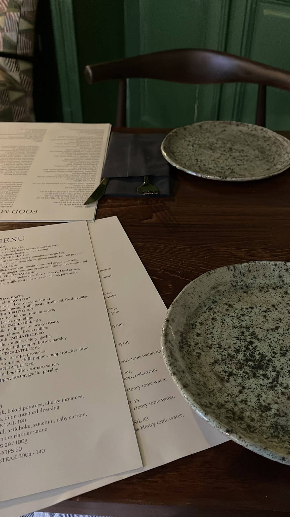Menu at Animaletto House, Bucharest