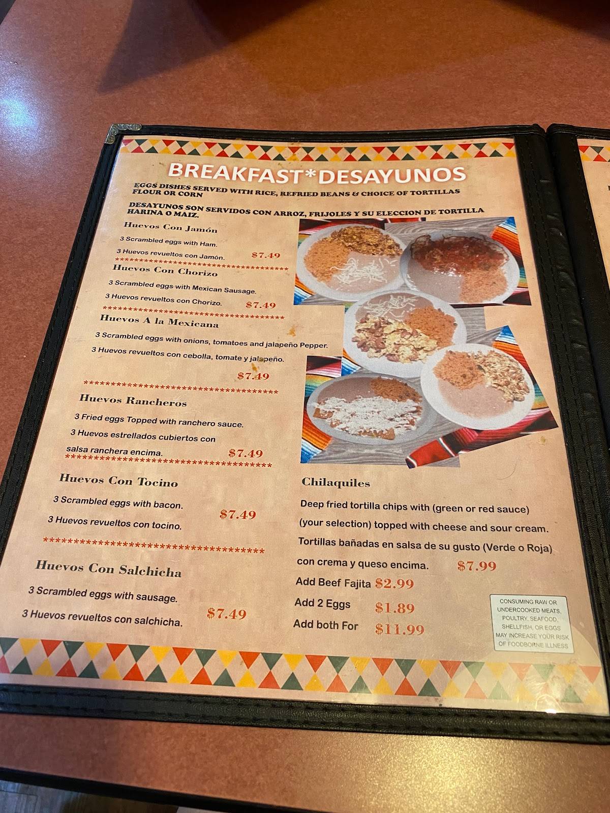 Menu at El Piquin Mexican Restaurant, Arlington