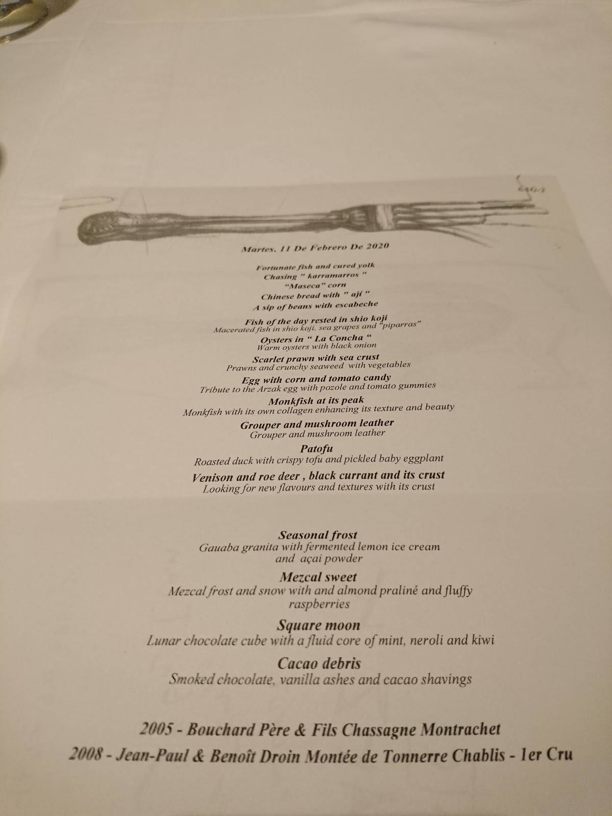 Menu at Arzak restaurant, San Sebastián, Alcalde J. Elosegi Hiribidea