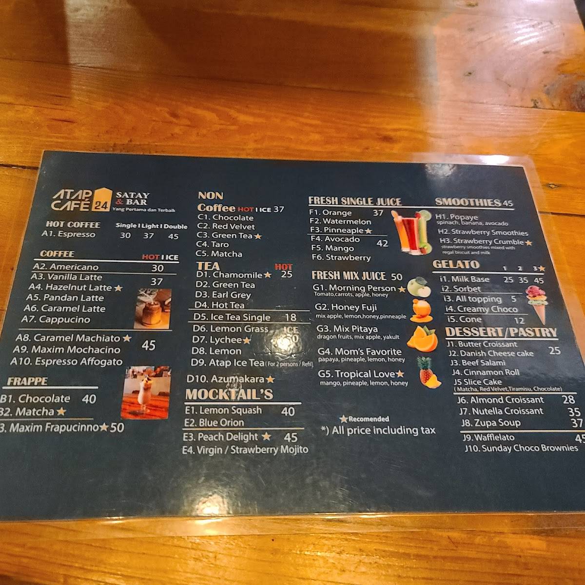 Menu at Atap café 24 cafe, Bekasi Regency