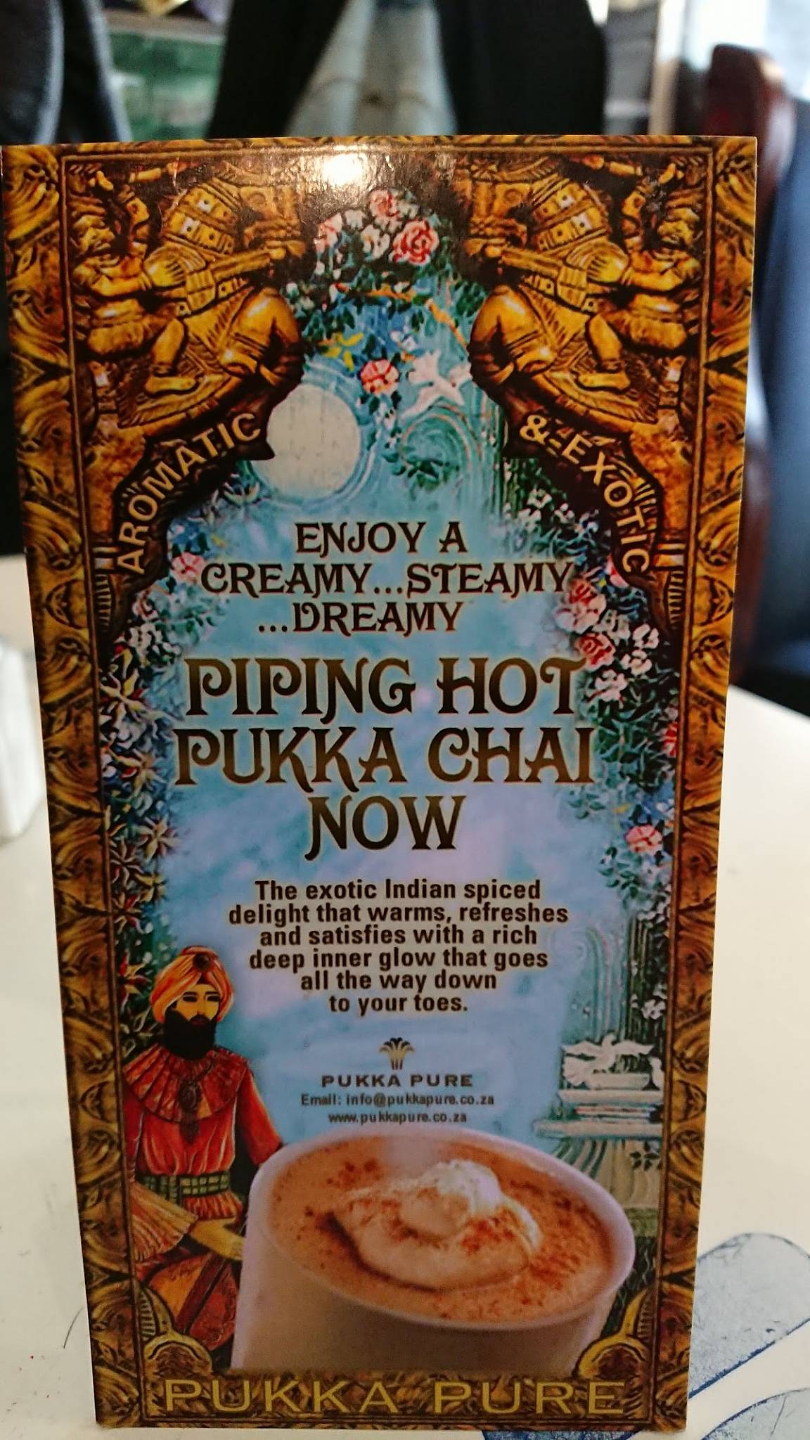 Menu at Atlantic Express Train Restaurant, Cape Town