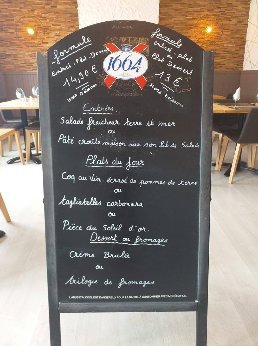 Menu au Au Soleil d'Or restaurant, Époye