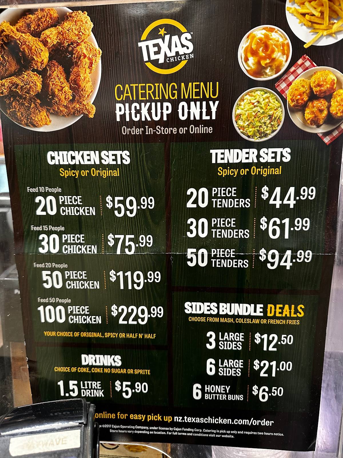 Menu at Texas Chicken Manukau restaurant, Auckland