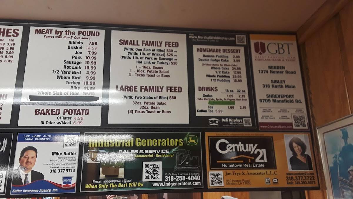 Menu at Ol West BBQ, Minden