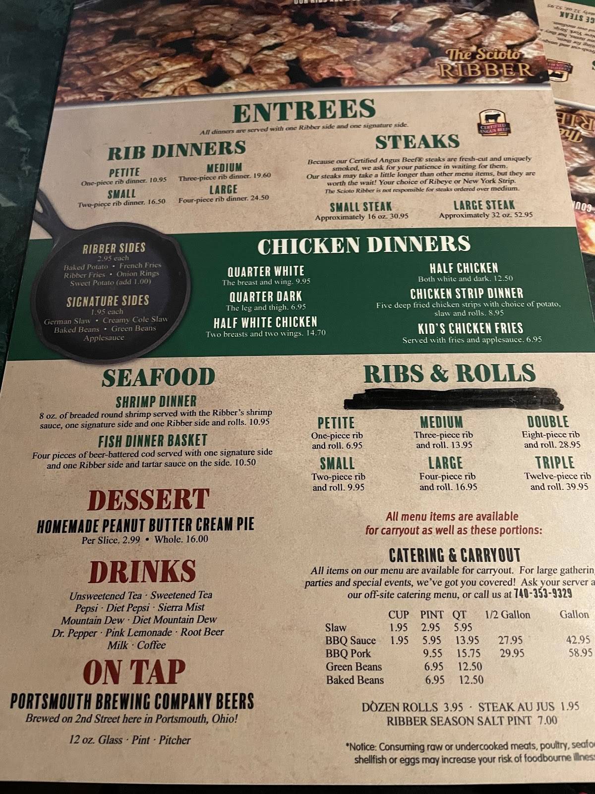 Menu at Scioto Ribber BBQ, Portsmouth