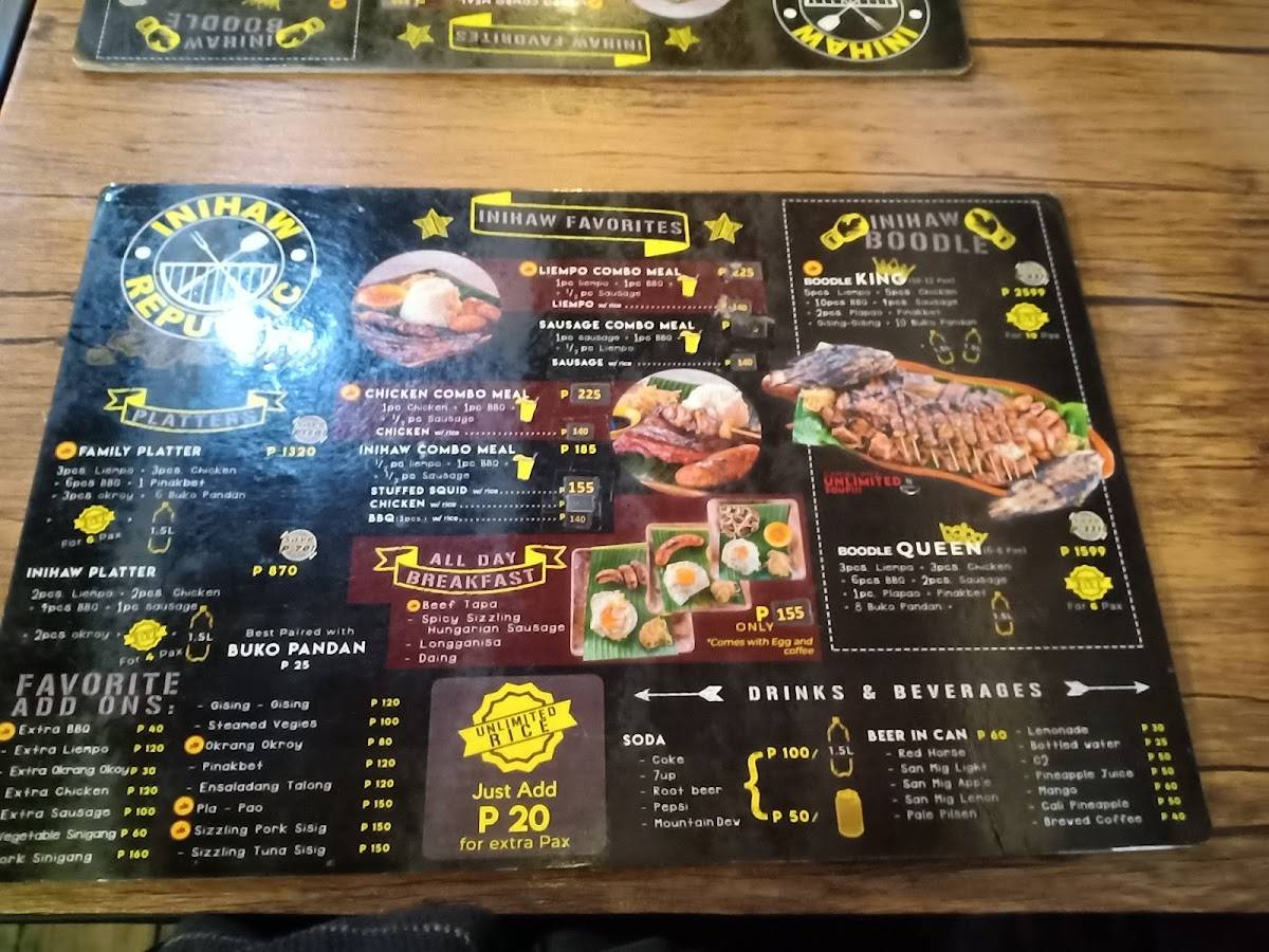 Menu at Inihaw Republic Baguio City, Baguio