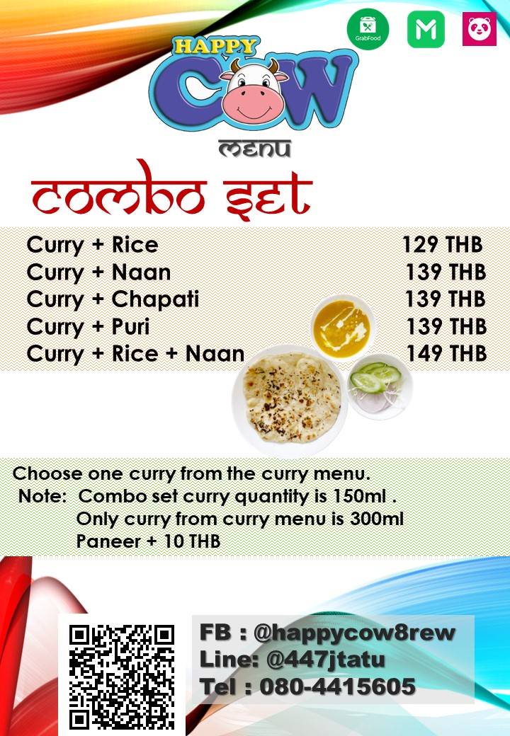 Carta del restaurante Happy Cow, Bang Kaeo