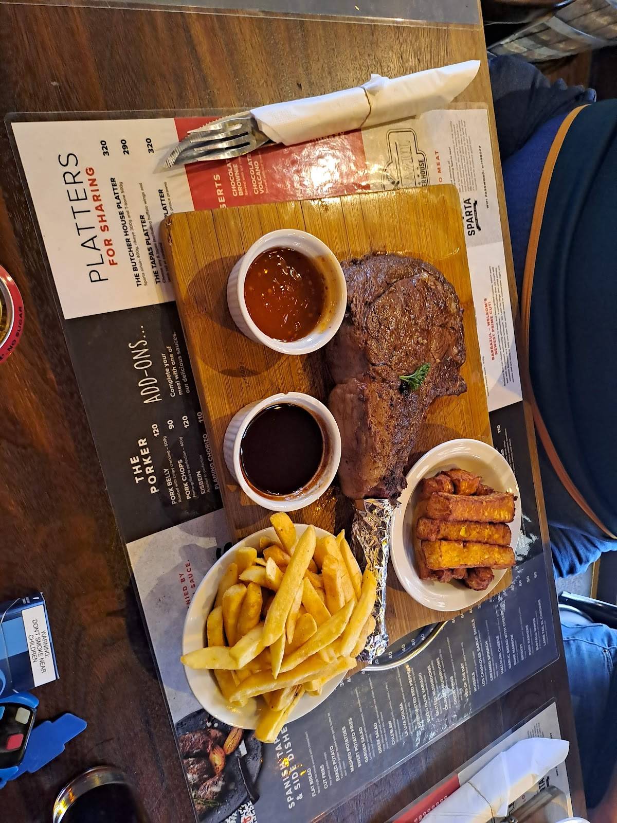 Menu at BarBazul, Welkom