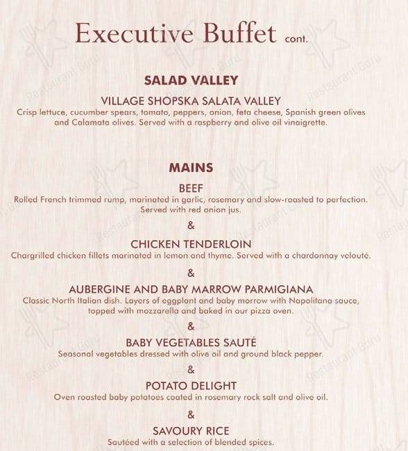 Menu at Barnyard Theatre, Randburg