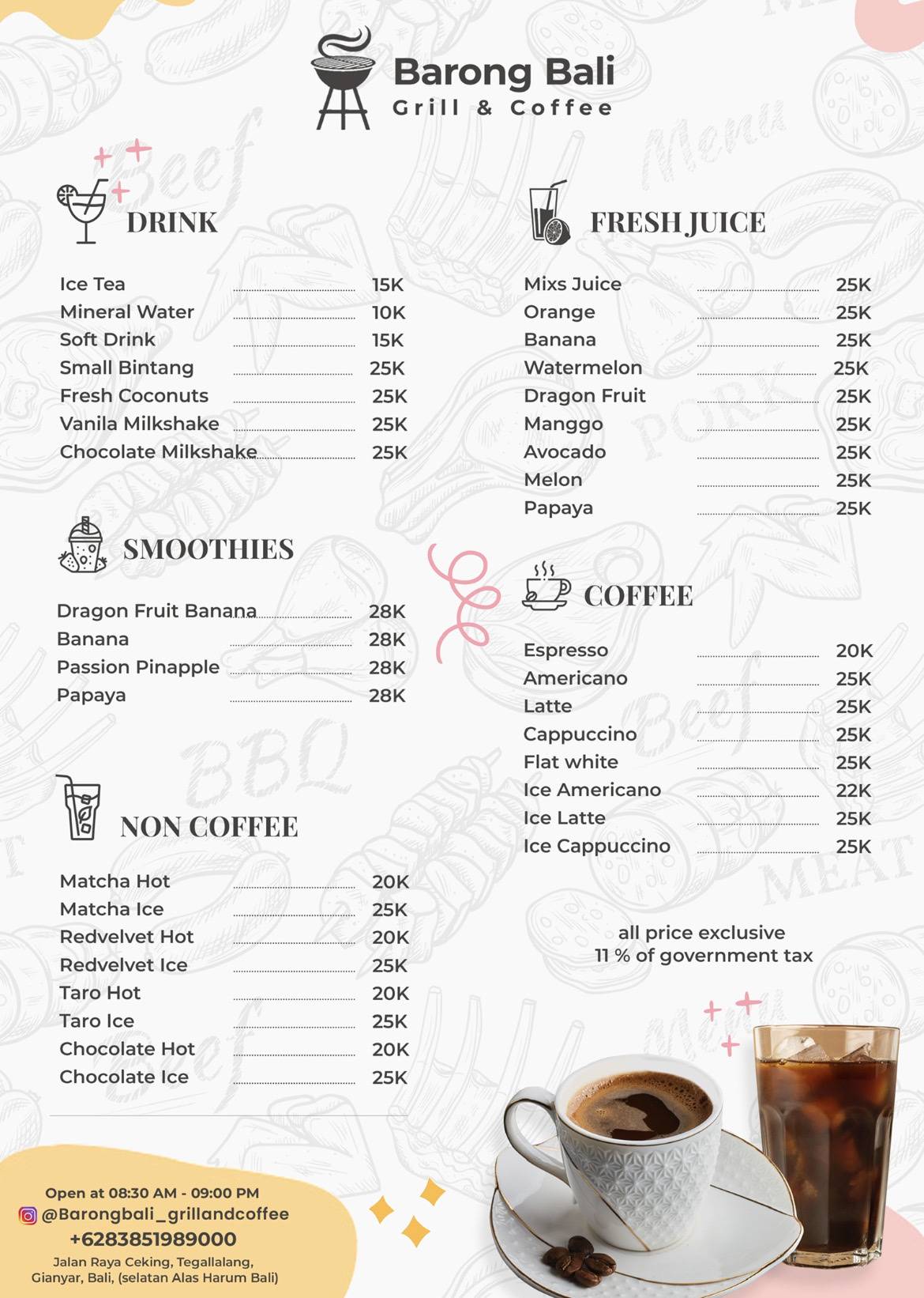 Menu at Barong Bali Kitchen, Indonesia
