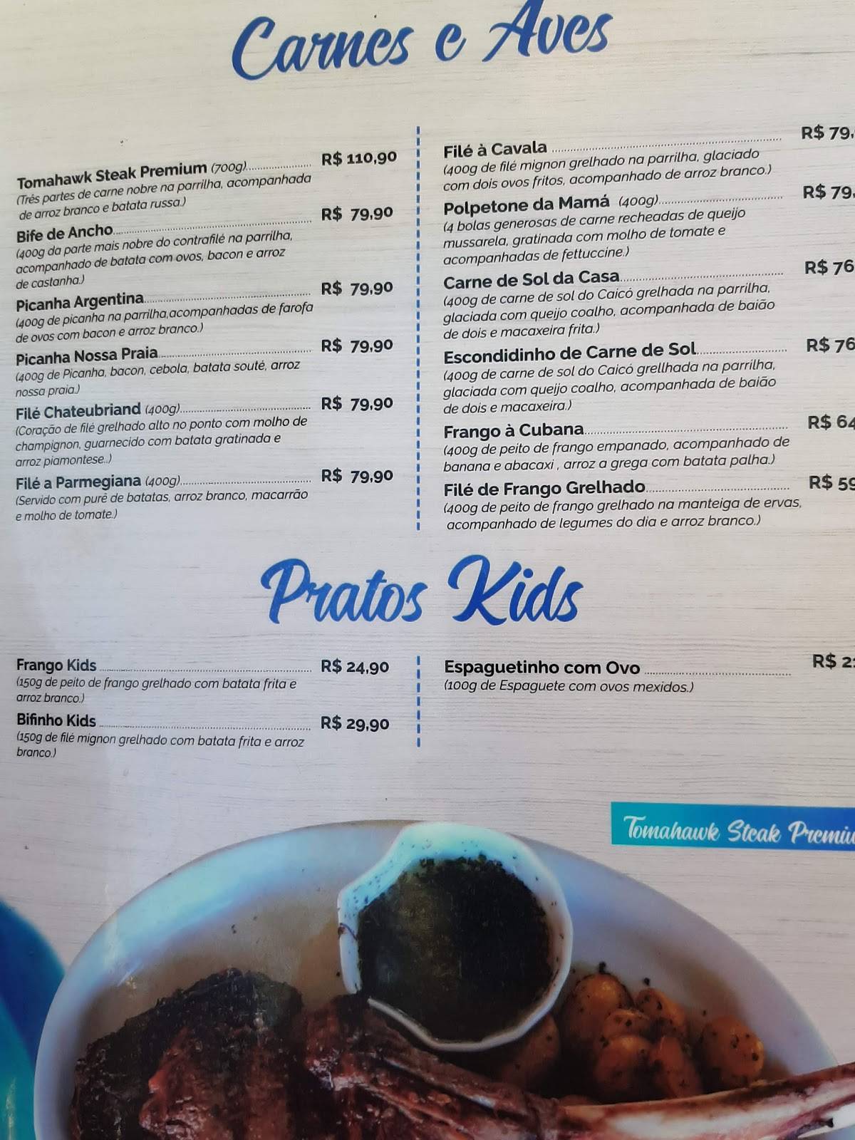 Menu em Barraca Nossa Praia, Fortaleza
