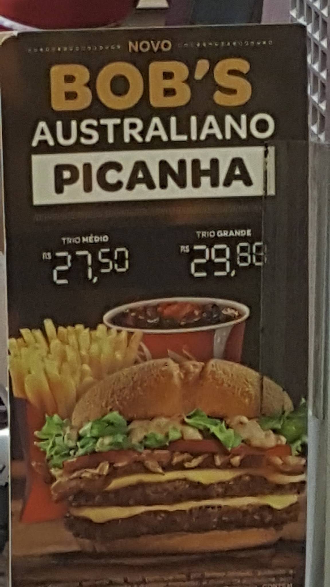 Menu em Bob's Burgers restaurante, Barreiras
