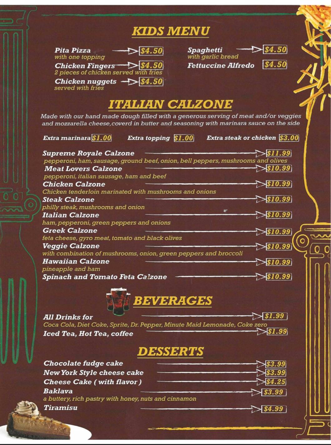 Menu at Bella Bella Mozzarella restaurant, Lavonia
