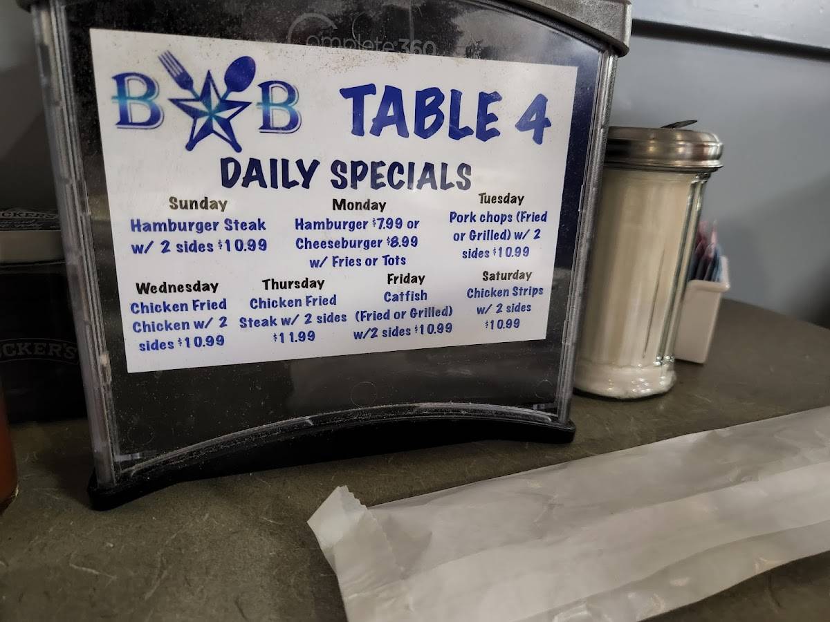 Menu at Bella Blue Cafe, Temple