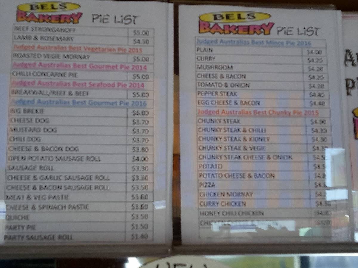 Menu at Bels Gordon St Bakery, Port Macquarie