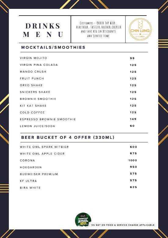 Menu at CHIN LUNG RESTO-BAR, KORAMANGALA, Bengaluru