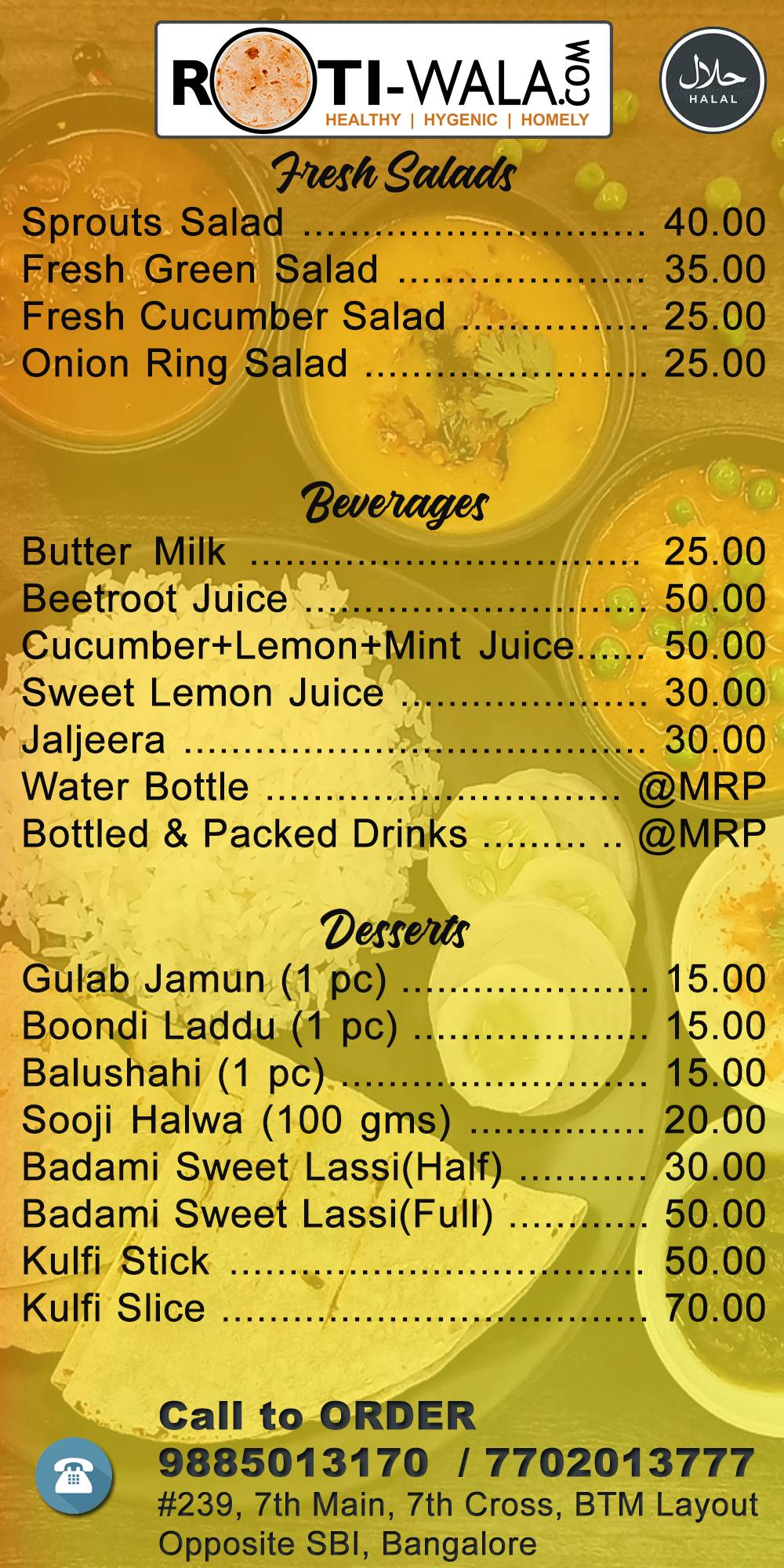 Menu at Roti-Wala.com, Bengaluru