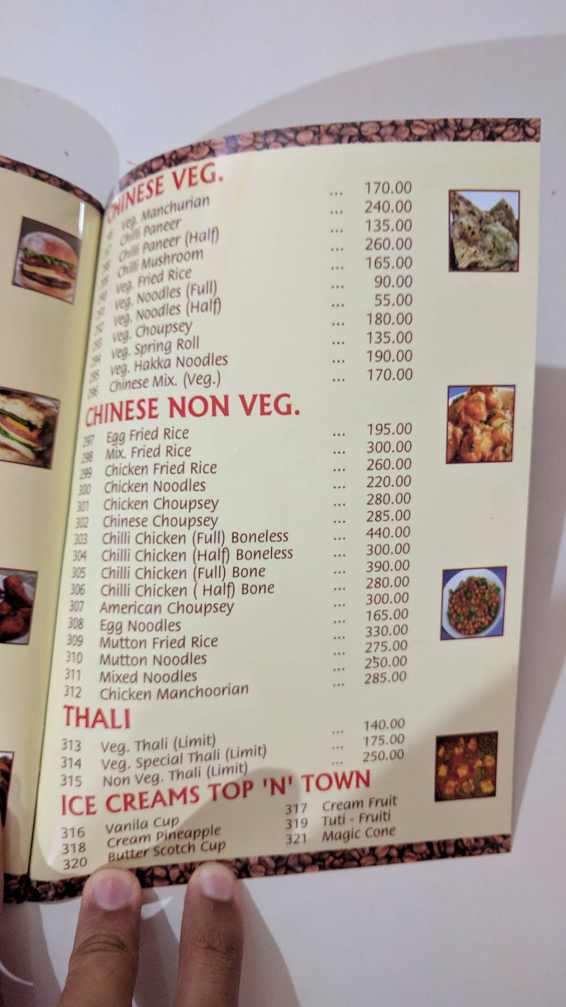Menu at Indian Coffee House, Bhopal, Sanchi Complex