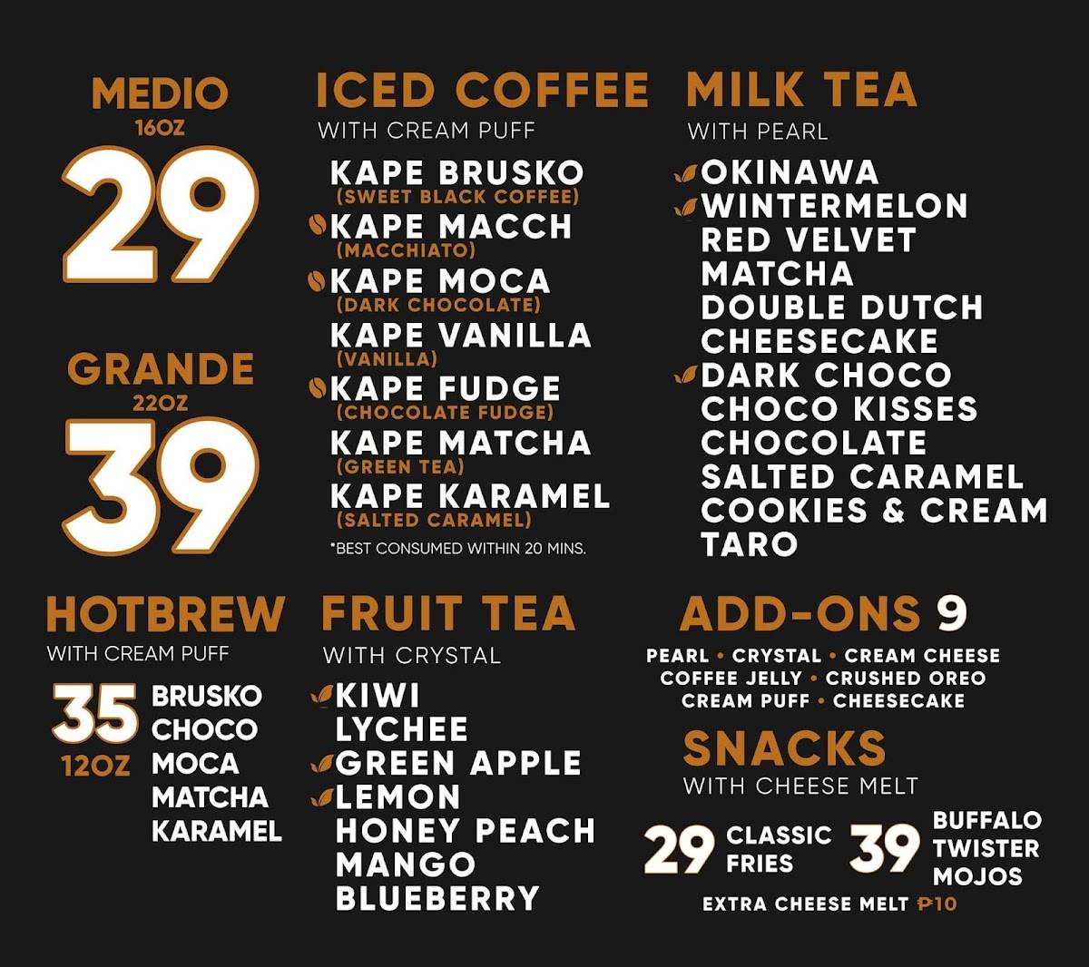 Menu at BigBrew Tunasan cafe, Muntinlupa