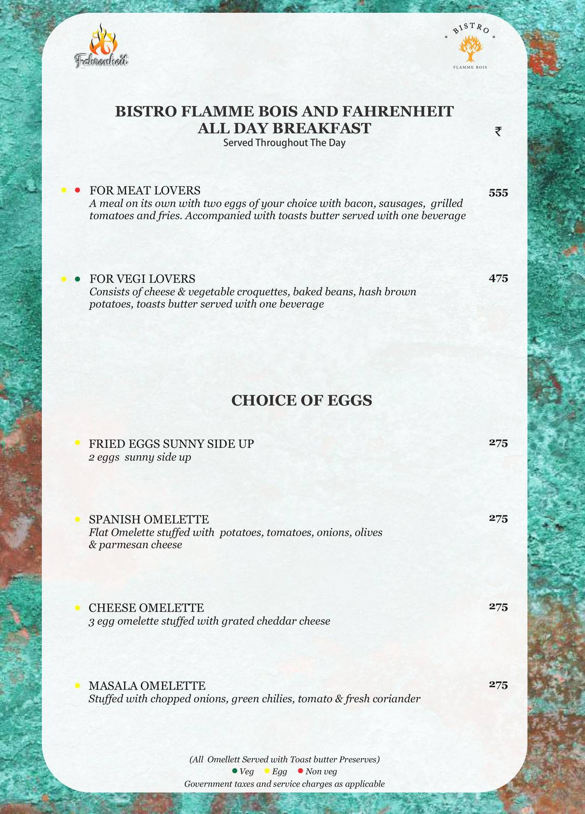 Menu at Bistro Flamme Bois - Canal Road, Ludhiana
