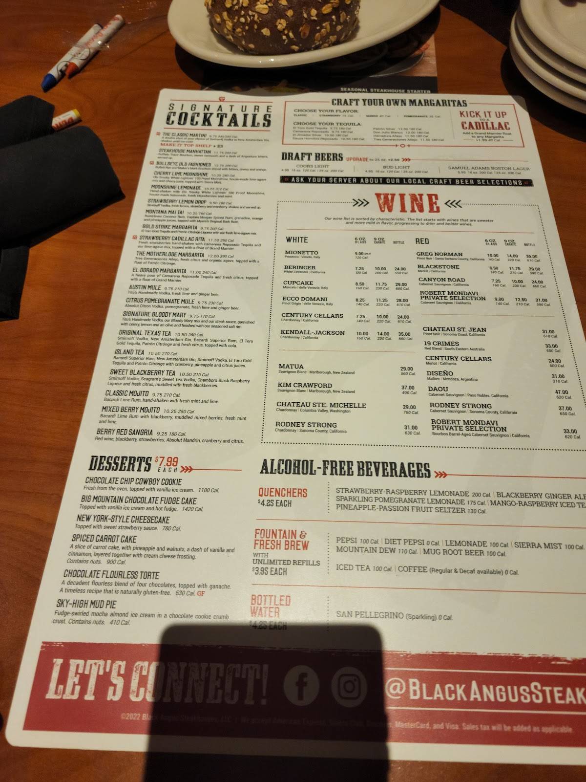 Menu at Black Angus Steakhouse, Vancouver, 415 E 13th St