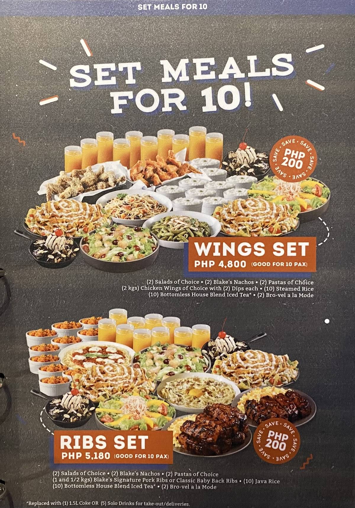 Carta del restaurante Blake's Wings & Steaks - Ayala Malls TriNoma ...