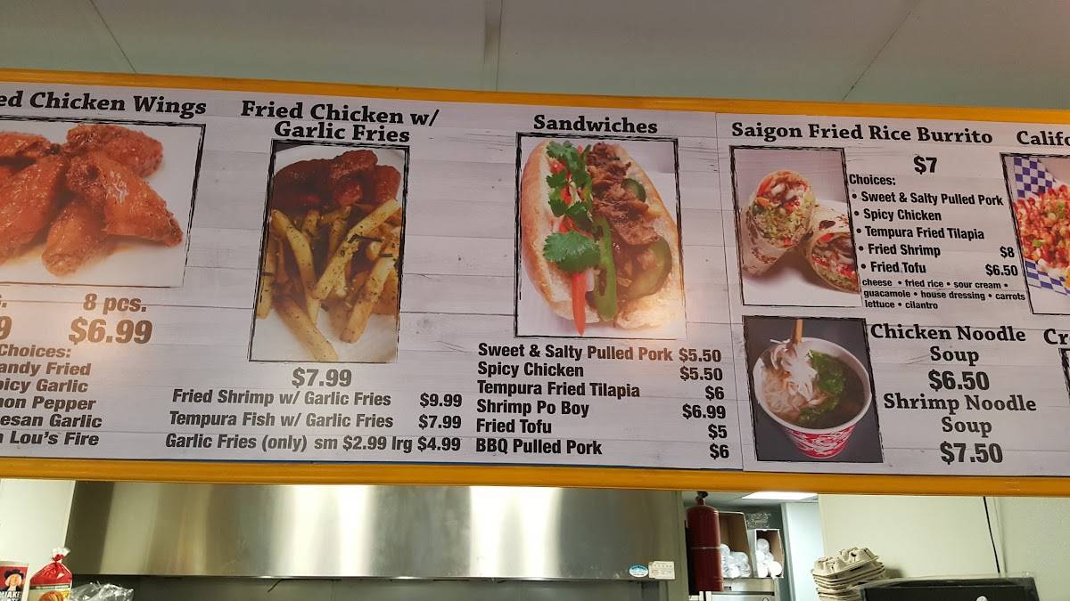 Menu at Blue Saigon restaurant, Pittsburg