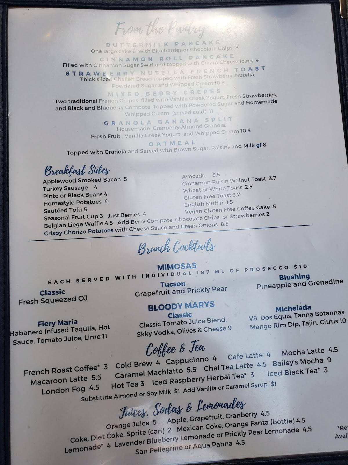 Menu at Blue Willow Restaurant & Gift Shop, Tucson, N Campbell Ave