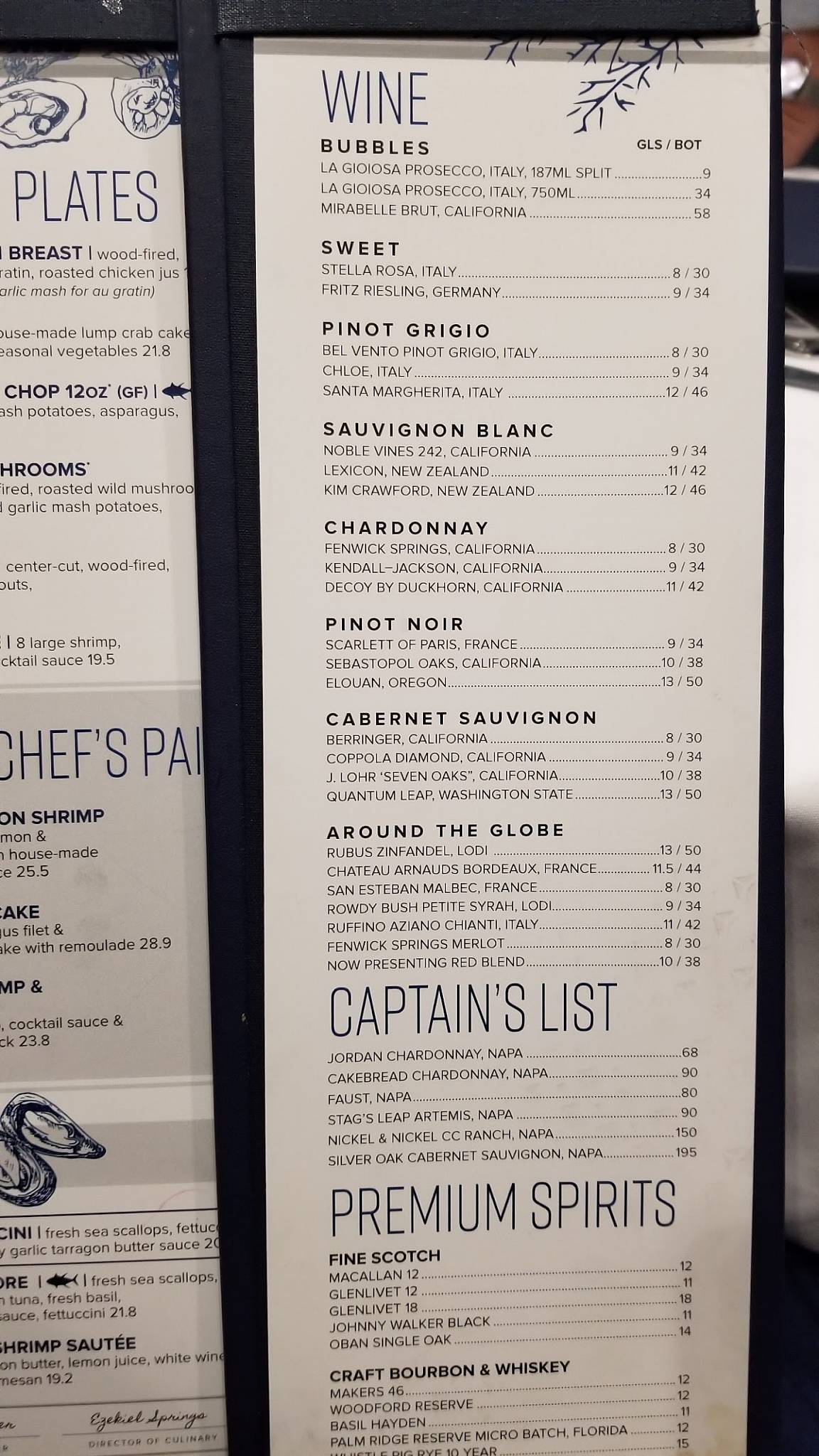Menu at Bluefin Grill & Bar, The Villages